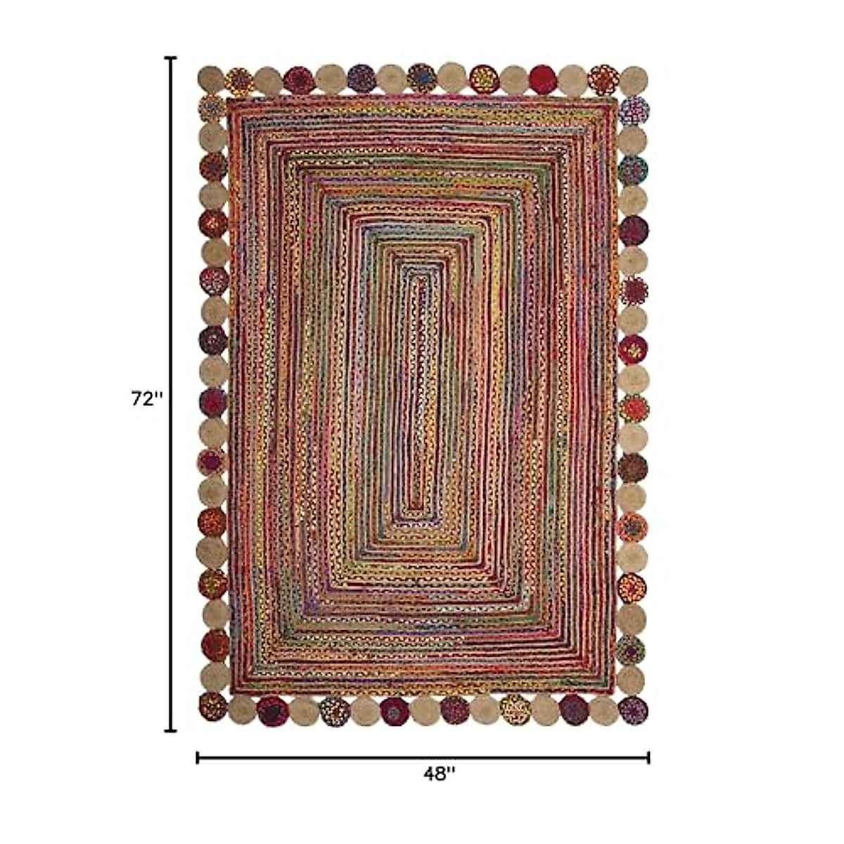 SAFAVIEH Cape Cod Collection Accent Rug - 4' x 6', Red & Multi, Handmade Boho Braided Jute & Cotton, Ideal for High Traffic Areas in Entryway, Living Room, Bedroom (CAP201A)
