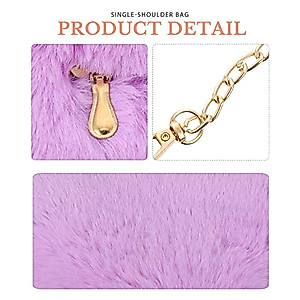 TENDYCOCO Heart Shaped Clutch Purse Faux Fur Shoulder Bag Crossbody Bag Fluffy Handbag (Violet)