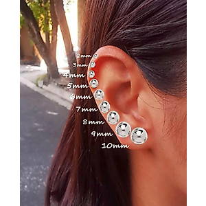 14K White Gold Ball Stud Earrings, 7mm