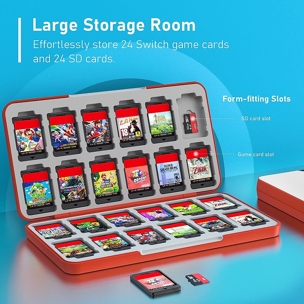 TiMOVO 24 Game Card Case for Nintendo Switch OLED 2021/Switch/Switch lite, 24 Game Holder Cartridge Case for Switch Game Cards and 24 SD Cards, Compact & Portable Game Storage Case Box, Pokeball