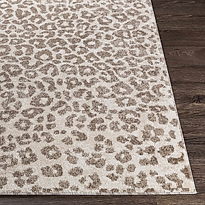 Hauteloom Bonhill Modern Animal Print Area Rug for Living Room, Bedroom, Dining Room - Bohemain Leopard Print Carpet - Tan, Terracota, Brown, Beige, Ivory - 5'3" x 7'3" (5x7)