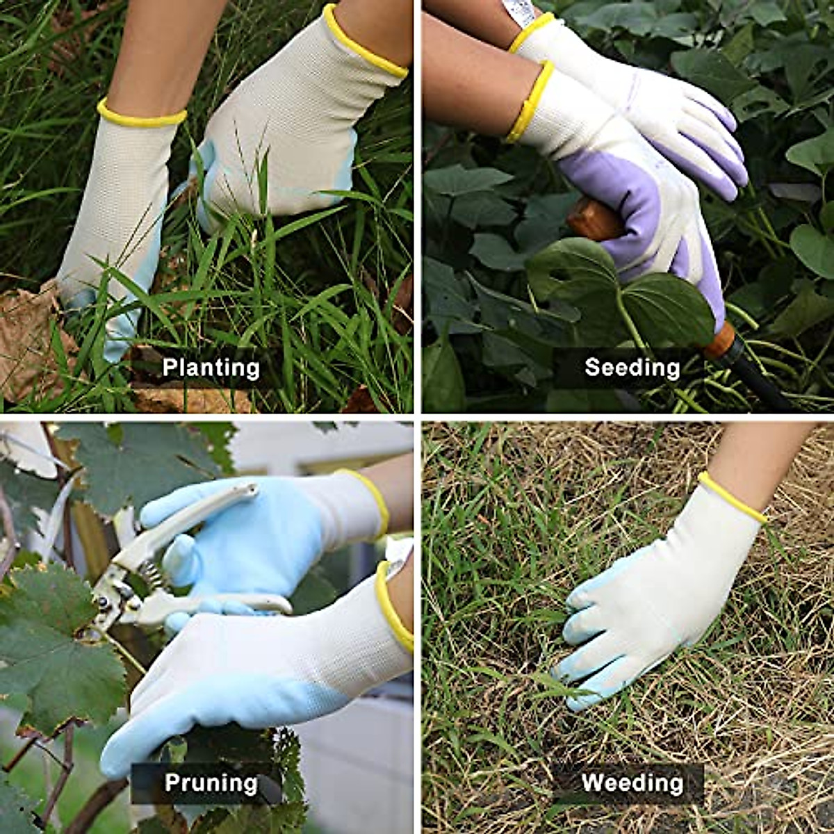 Gardening Gloves for Women, Womens Work Gloves with Foam Nitrile Coating, 3 Pairs Breathable Protective Work Gloves Garden Gloves DIY Gloves (Small, 3 pairs)