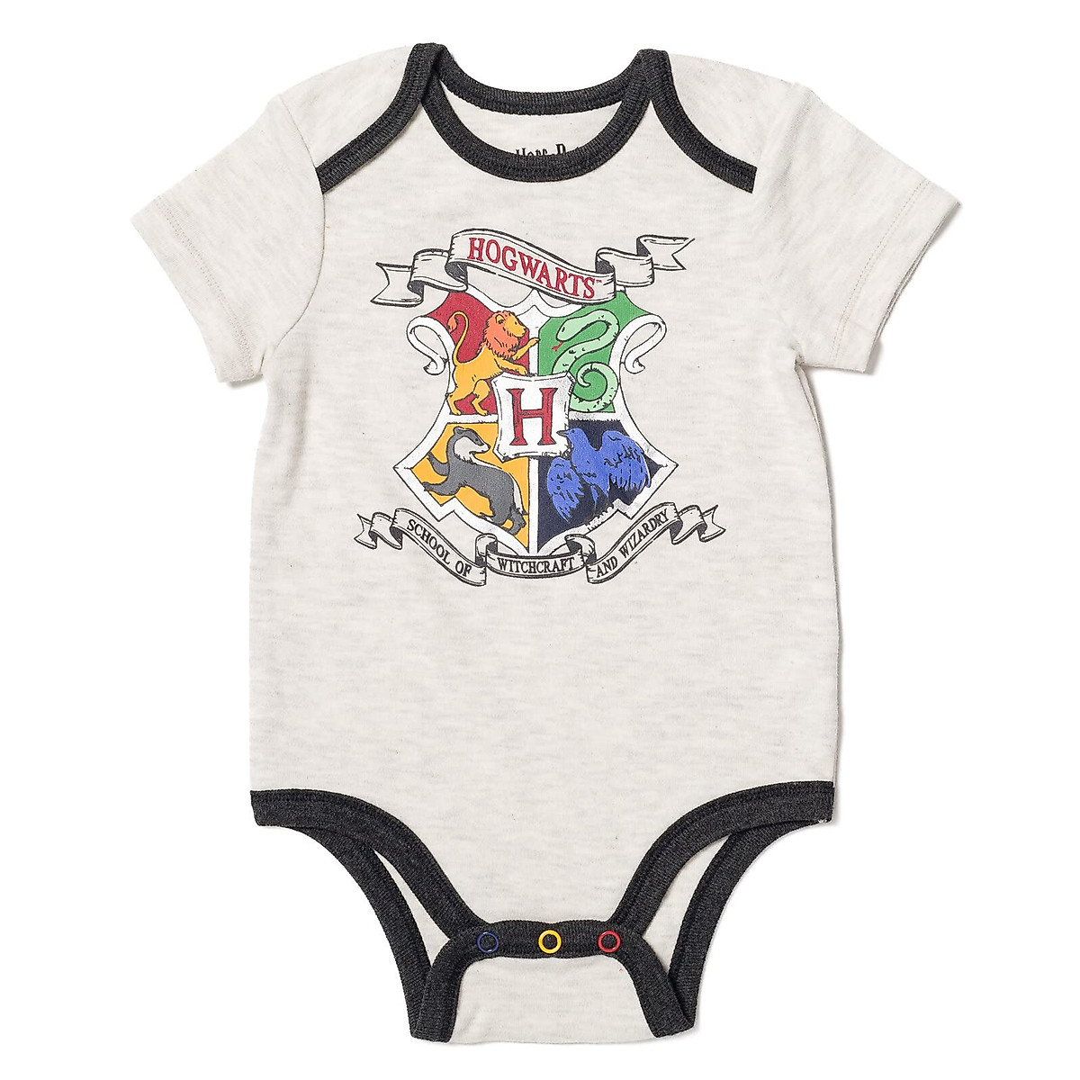 Harry Potter Gryffindor Slytherin Ravenclaw Newborn Baby Boys 3 Piece Outfit Set: Cuddly Bodysuit Pants Hat White/Gray 3-6 Months