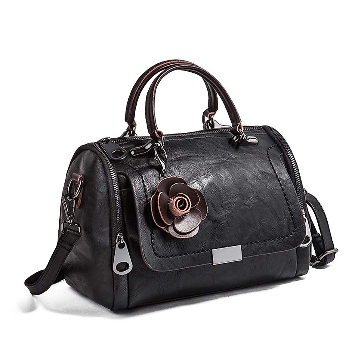 Barrel Style Handbags for Women Small Top Handle Satchel Crossbody Ladies Leather Purse