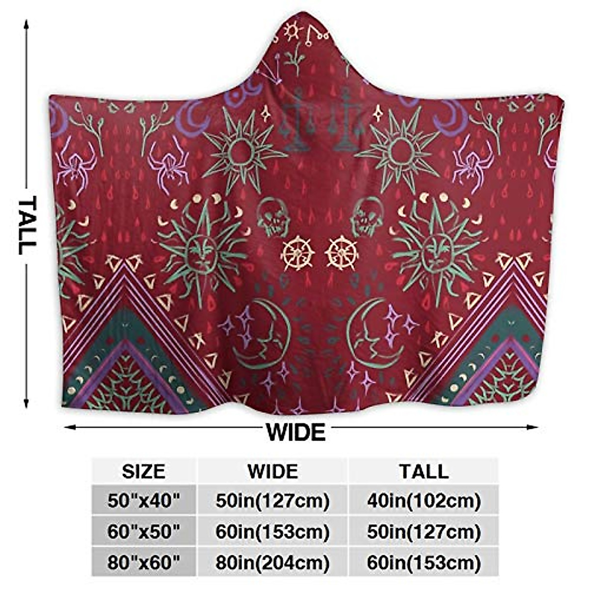 Hooded Blanket Mollymauk'S Coat, Front Panels Comfortable Throw Blankets For Four Seasons Anti-Pilling Flannel Wearable Blanket Suitable For Sofa Blankets For Adults And Children, Bed Blankets 60"X50