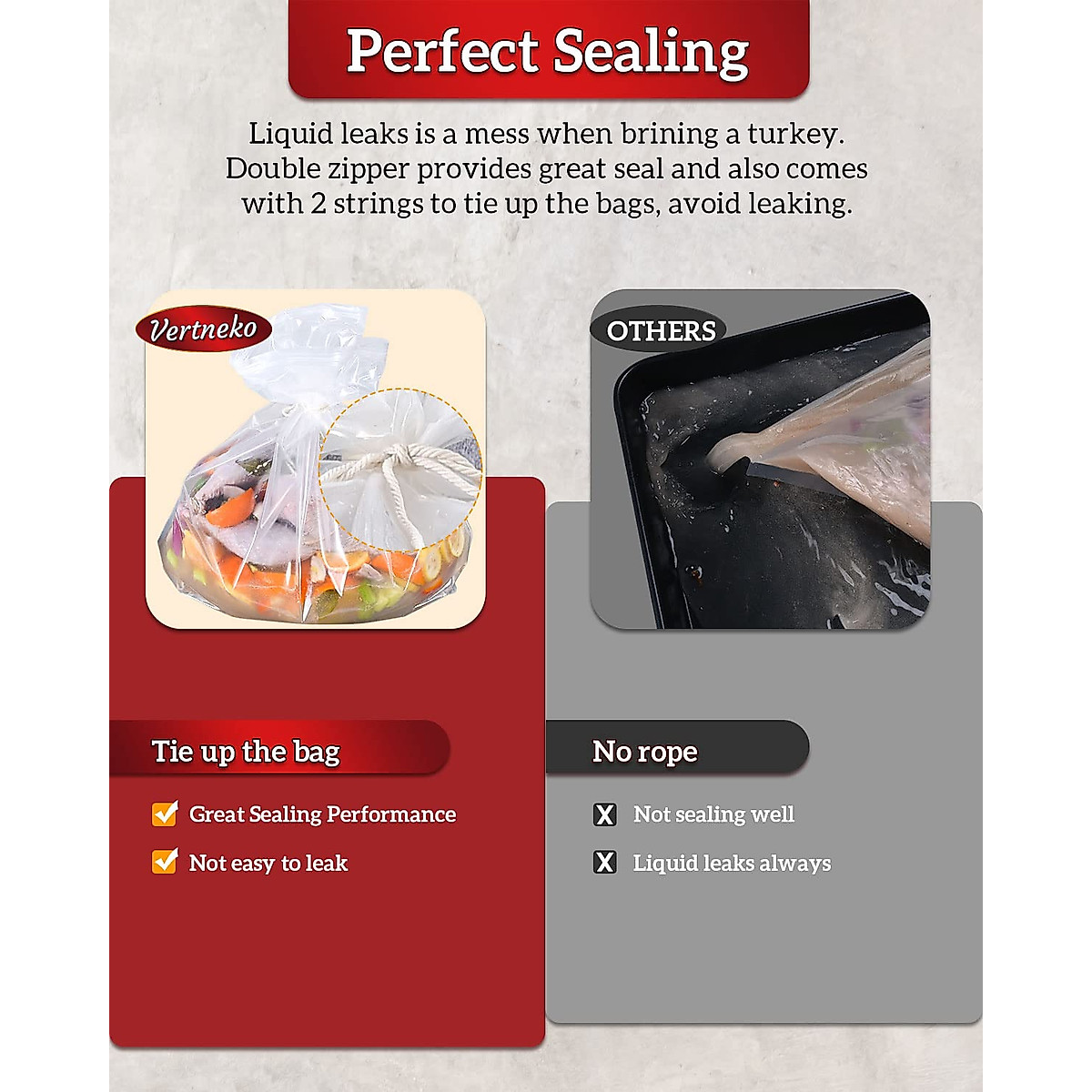 Turkey Brine Bags, 26"×22", 2 Pack, Holds up 35lbs, Thicker Brining Bags with Double Zip Lock & 2 Cotton Strings , Extra Large Brine Bag Fits for Turkey, Chicken, Beef, Fish, Lamb, Pork