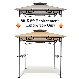 Nitocoby Grill Gazebo Shelter Replacement Canopy 5x8 Double Tiered BBQ Cover Roof ONLY FIT for Gazebo Model L-GG001PST-F (Khaki)