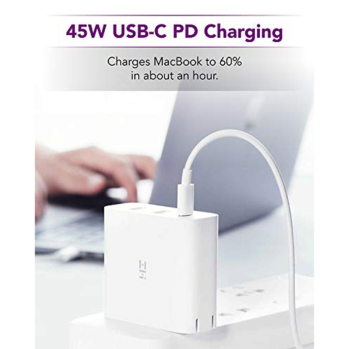 ZMI zPower 3-Port Travel Charger with 25W PPS Support: 45W USB-C PD and 18W-Split Dual USB-A Wall Charger (White) [Note: This is Not a 45W PPS Charger for Galaxy Note10+]