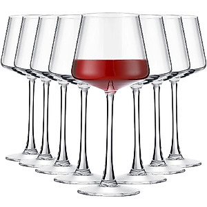 Crystal Wine Glasses Set of 8 Hand Blown Red Wine Glasses 15 Oz Clear Long Stem Wine Glasses with Flat Bottom Dishwasher Safe for Wedding Christmas Anniversary Restaurants Home Bar Parties