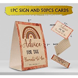 Advice for the Parents-to-Be Sign, Baby Shower Advice Game Kit (1 Standing Sign + 50 Advice Cards), Baby Showers Decorations-NPZAD08