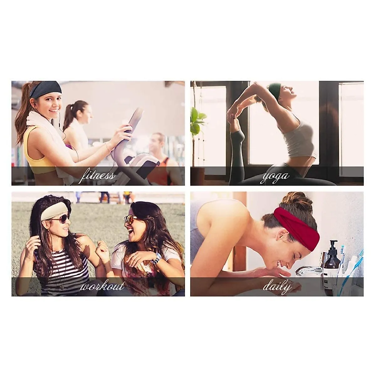 Huachi Non Slip Headbands for Fashion Workout Yoga Sports Exercise Sweatbands Summer Accessories Elastic Bands