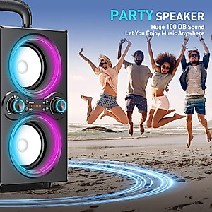 TPyesss Bluetooth Speakers, 80W(Peak) Wireless TWS Portable Bluetooth Speaker, Beat-Driven Lights, 100dB Loud Stereo Speaker with BassUp, Speakers with Subwoofer for Outdoor, Party, Camping