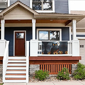 Banners and Signs for Outdoor 35x71 Backdrop for Birthday Party Business Graduation Wedding Event,Halloween Owl Ghost Pumpkin