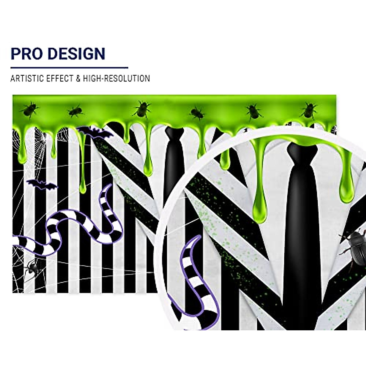 Allenjoy Black and White Halloween Stripes Backdrop for Photography Pictures Juice Beetle Wall Decor Wedding Birthday Costume Party Supplies Decorations Banner Holiday Photo Booth Background