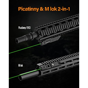 TOUGHSOUL Rifle Green Blue Red Laser Sight Compatible with M-Lok Picatinny Rail, Rechargeable Low-Profile Tactical Rifle Laser Sight with Strobe Function