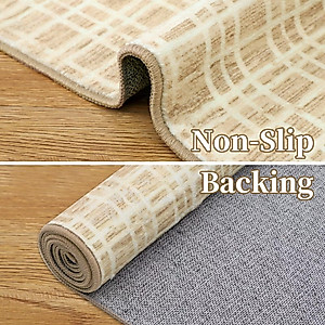 COZYLOOM Area Rug 2x6 Modern Runner Rug Abstract Entryway Runners Indoor Low Pile Lines Printed Hallway Runners Aesthetic Minimalist Bedroom Bedside Runner Rug Non-Slip Laundry Kitchen Runner Yellow