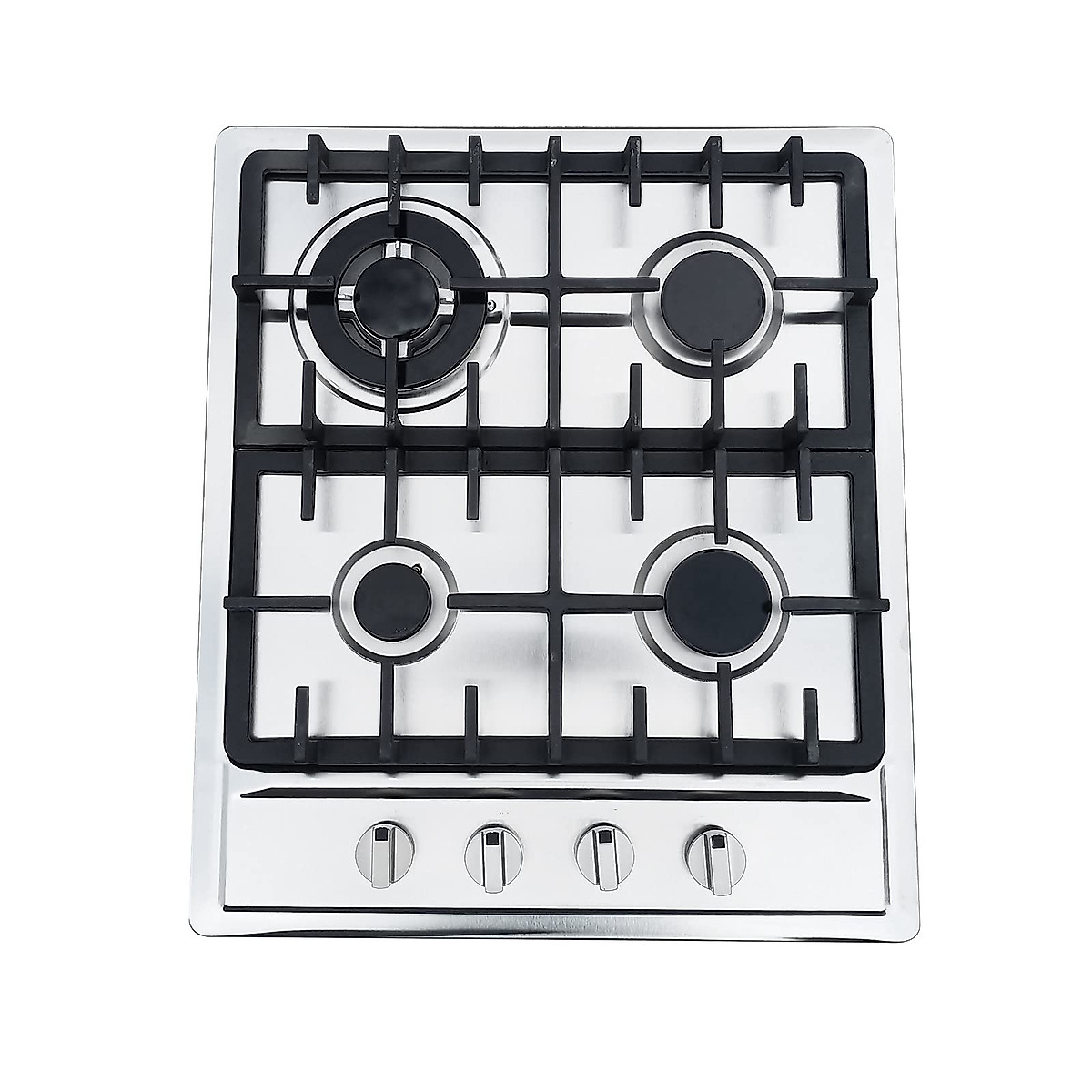4 Burners Gas Stove Top, 23 inches Gas Cooktop, Stainless Steel Cooktop Cast Iron Grates Gas Stovetop with Thermocouple Protection and Easy to Clean
