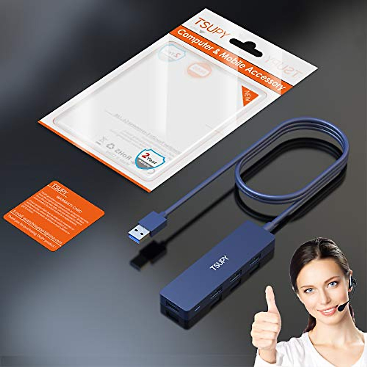 USB 3.0 HUB,TSUPY USB HUB 4 Port USB 3.0 Expander USB Data Hub with 3.3ft Extended Cable, Ultra Slim Portable Multiport USB 3.0 Splitter for MacBook,Laptop,PS4,Surface Pro,Printer,Mobile HDD