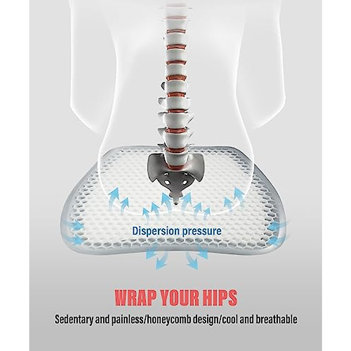 Zlirfy Gel Seat Cushion,Gel Seat Cushion for Long Sitting,Cooling Truck Seat Cushion Breathable Car Seat Cushion,Honeycomb Design Egg Cushion Chair Pad,Seat Cushion for Car,Wheelchair,Home (Black)