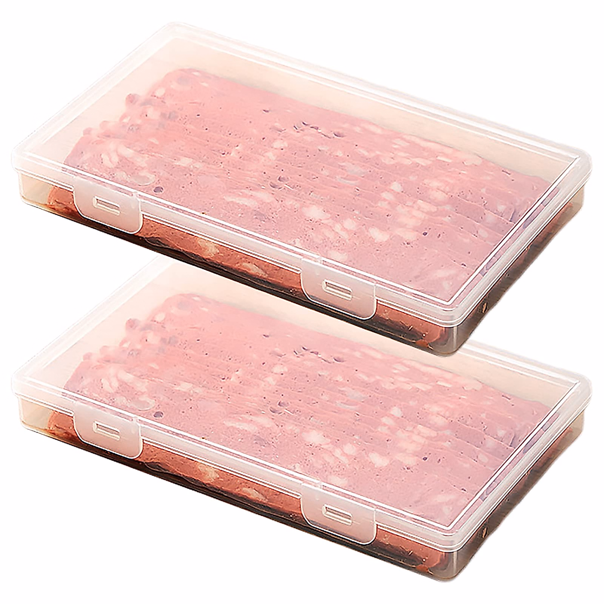 WonLiq 2 Pack-Bacon Keeper, Deli Meat Saver Cheese Cold Cuts Plastic Food Storage Containers with lids for Refrigerators