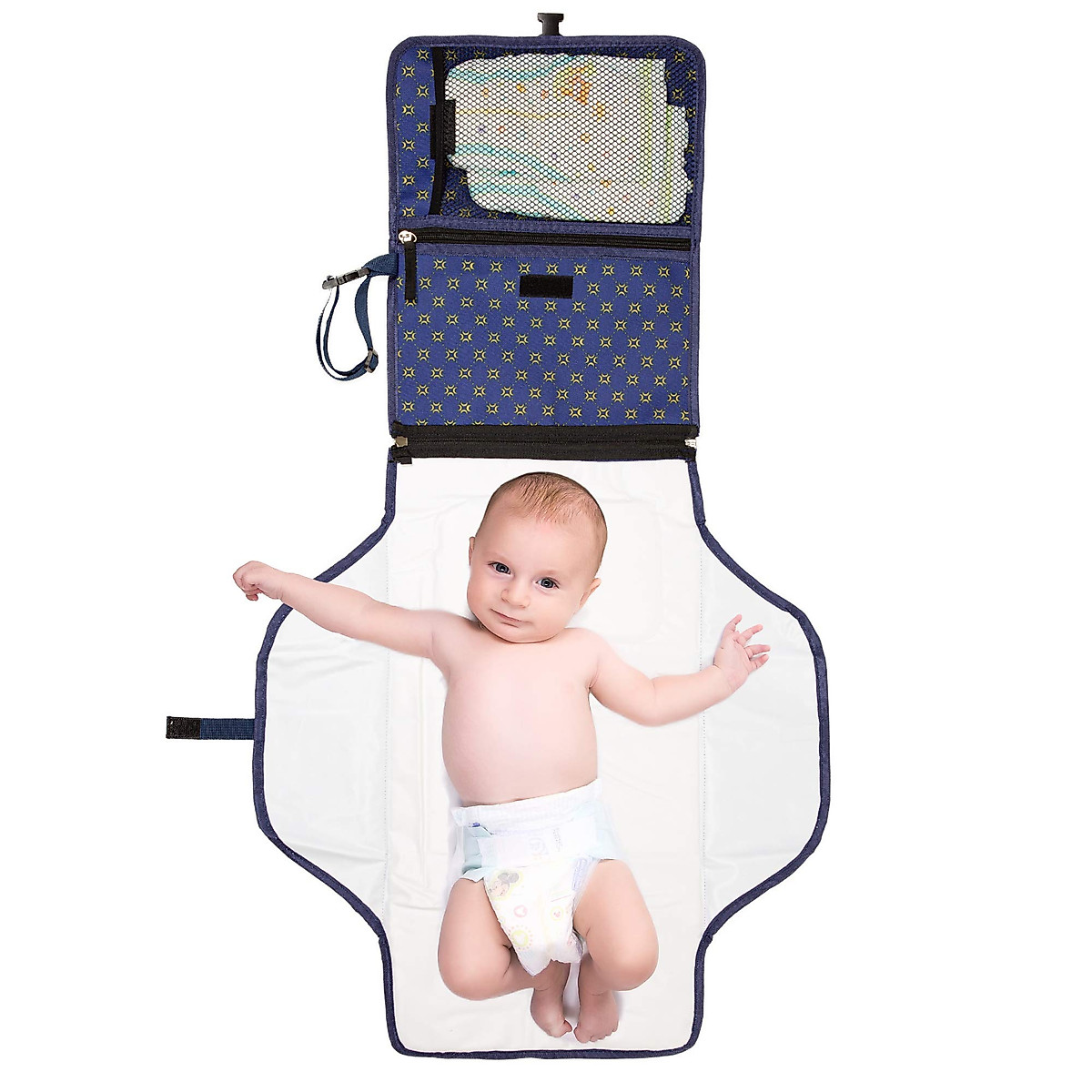 Portable Diaper Changing Pad with Head Pillow - Foldable Travel Diaper Station - Replaces Heavy Diaper Bag