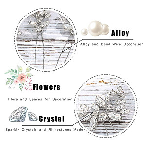 Unicra Bride Wedding Crystal Hair Pins Flower Bridal Hair Pieces Wedding Hair Accessories for Women and Girls Pack of 3 (Silver)