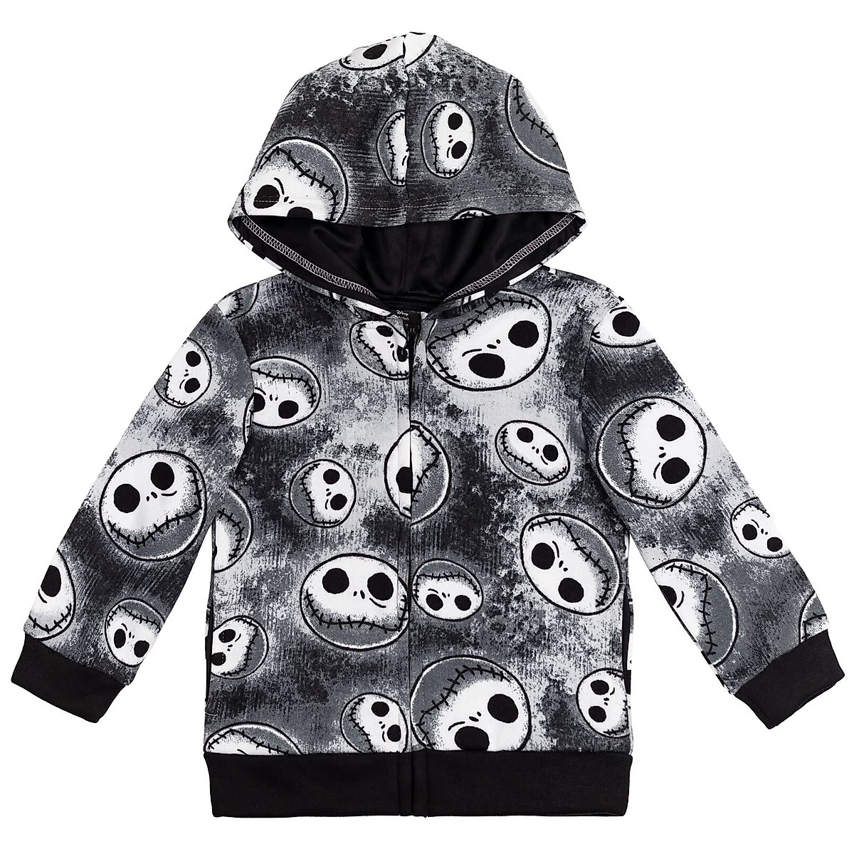 Disney Nightmare Before Christmas Jack Skellington Toddler Boys Fleece Zip Up Hoodie Tie Dye Black 4T