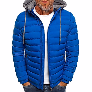 GIANTHONG Windbreaker Men Golf Jackets for Men Mens Jacket Grey Hoodie Cardigan Mens Jacket Mens Plush Lined Jacket Winter Hoodies for Men Blazer for Men Mens Parka Jacket(Royal Blue,XX-Large)