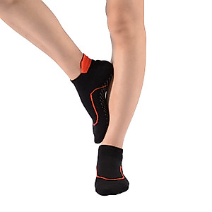 Teebulen Women's 5 Pairs Black Padded Anti Slip Odor Resistant Grips Compression Low Cut Yoga Barre Pilate Socks,Size 4-9