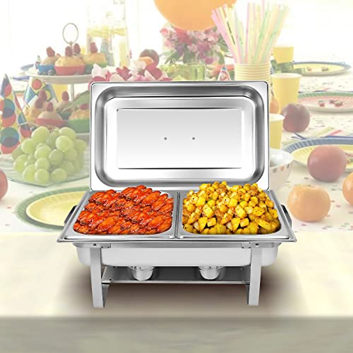 ORNKAT Food Warmers For Parties [2 Pack] 8QT Stainless Steel Chafing Dish Buffet Set,Party Wedding Event Warming Trays For Food With 1*Full Tray+2*Half Trays