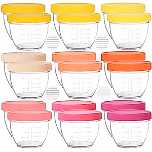 Youngever 18 Sets Baby Food Storage, 2 Ounce Baby Food Containers with Lids, 9 Pink Colors, with Lids Labels