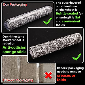 Locacrystal Bling Rhinestone Sticker DIY Home Decor Stickers Self-Adhesive Crystal Sheet Stickers for Cars & Crafts Decoration(Silver,9.4" x 15.8")