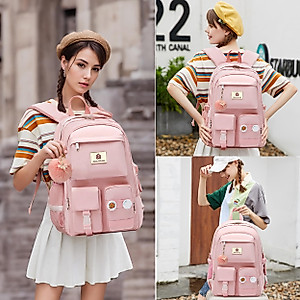 KIDNUO Girls Backpack,15.6 Inch Laptop School Bag Large Primary Elementary Middle College Bookbags Kids Backpacks for Teens Girls Women Students Anti Theft Travel Daypack ( Pink Ballerine )