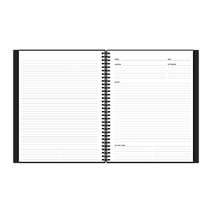 Blue Sky Aligned Notes Professional Business Notebook, Flexible Cover, Twin-Wire Binding, Perforated Pages, 8.5" x 11", Black