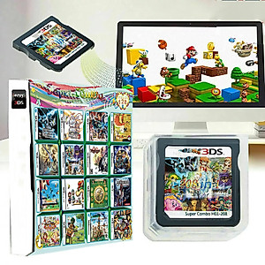 Peakfun 208 in 1 Game Cartridge Multicart,DS Pack Card Compilations, Fine Works Combo Multicart for Ninte-ndo DS, NDSL, NDSi, NDSi LLXL, 3DS, 3DSLLXL, New 3DS 2DS, 2DS LLXL (black)