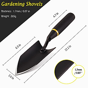 Garden Shovel, LRLXE Heavy-Duty Manganese Steel Super Hard Garden Trowel, Bend-Proof Hand Shovel with Rubber Handle, Garden Trowel Tool for Soil Excavation, Planting and Transplanting (Hand Trowel)