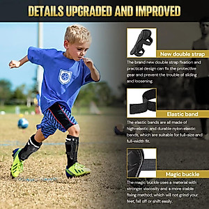 Geekism Soccer Shin Guards for Youth Kids Toddler, Protective Soccer Shin Pads & Socks Equipment - Football Gear for 3 5 4-6 7-9 10-12 Years Old Children Teens Boys Girls (Black, Medium)