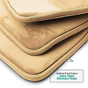 Clara Clark Bathroom Rugs, Ultra Soft Plush Bath Mat for Bathroom, Non-Slip, Velvet Memory Foam Bath Rugs, 17 x 24, Solid Camel Gold