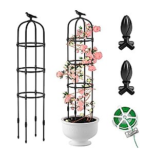 CKE NEW 2 Pack Garden Obelisk Trellis for Climbing Plants Outdoor, 6 FT Tall Rustproof Metal Plant Trellis Support Tower Obelisk Garden Trellis for Potted Climbing Flower Vegetable Vine Indoor Outdoor