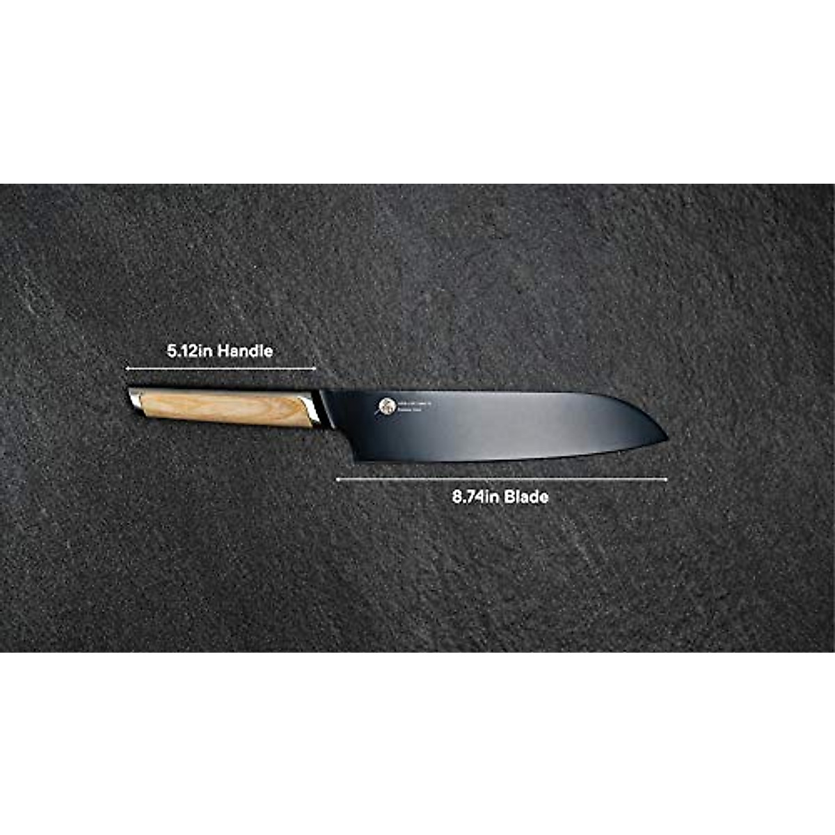 Everdure German Steel Professional Santoku Knife, 8.74 Inch Chef Knife with Titanium Coated Blade and Pakka Wood Handle, Perfect Kitchen Knife for Thinly Slicing Meat and Seafood