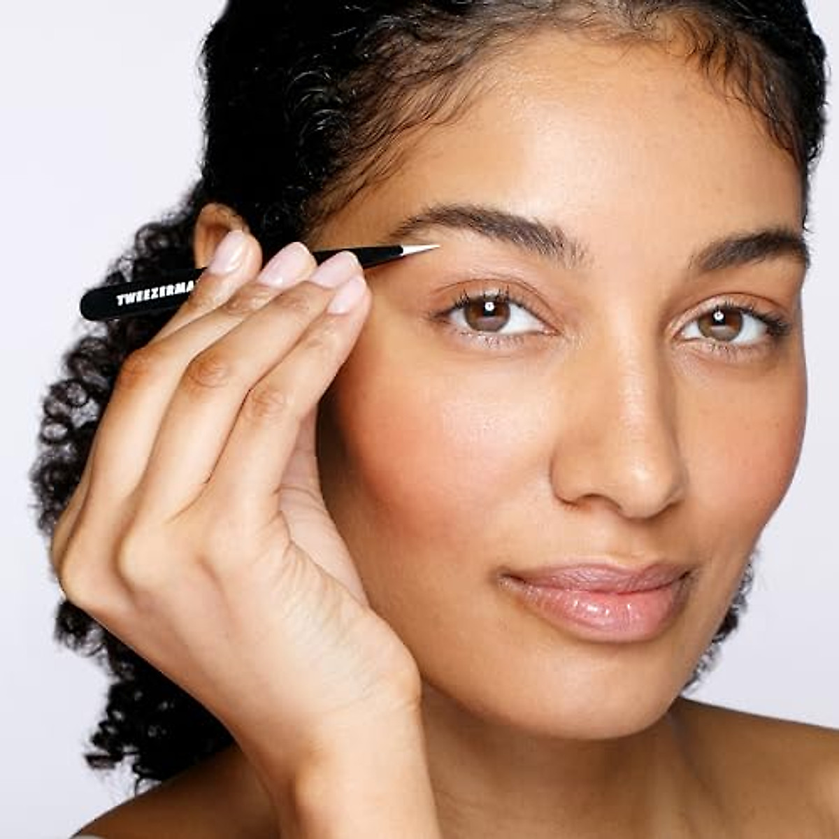 Tweezerman Stainless Steel Slant Tweezer - Eyebrow Tweezers for Women and Men (Black)