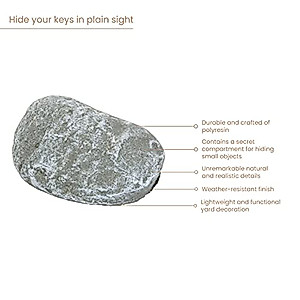 Bits and Pieces - Hide-A-Key Stone Safe Gadget - Fake Rock Spare Key Hider - Weather Resistant Yard Decorations - Decorative Garden Stones