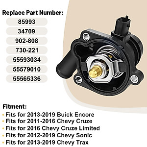 Upgraded 55565336 902-808 Engine Coolant Thermostat Housing Assembly Fit for 2011-2019 Che-vy Cru-ze Sonic Trax Limited 1.4 L Replaces 55593034 55579010 by Sikawai