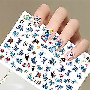 6 Sheets 3D Cartoon Nail Art Sticker Self-Adhesive Design Nail Charms Cute Nail Stickers Designer Nail Art Supplies Kawaii Nail Decals for Women Girls DIY Nail Art Decoration Accessories