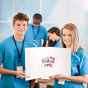 Giant Thank You Card with Envelope, 14 x 22 Inch Very Big Thank You Jumbo Greeting Card, Oversize Group Team Card Jumbo Message Greeting Cards for Wedding Graduation Baby Shower Party Gift (modern)