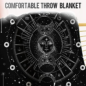 Levens Moon and Sun Blanket Gifts for Women Girls Mom, Space Psychedelic Decoration for Home Bedroom Living Room Office Dorm, Soft Comfort Lightweight Throw Blankets Black 50"x60"