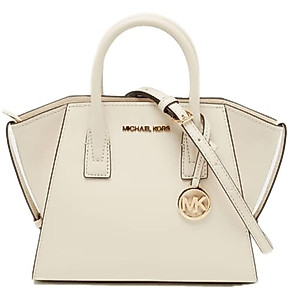Michael Kors Avril Small Top Zip Slouchy Satchel Crossbody Light Cream White