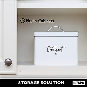 Ilyapa Laundry Pods Container, Laundry Pod Holder, Galvanized Dishwasher Pod Container, White Farmhouse Laundry Pod Storage Container for Kitchen Laundry Room, Detergent Organizer Containers