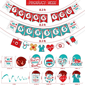 Nurse Appreciation Week Party Decorations Supplies - Pre Strung Nurse Day Decorations Set Include 8pcs Hanging Swirls & 3pcs Thank You Nurses Banners Garland for Nurse Appreciation Week Parties