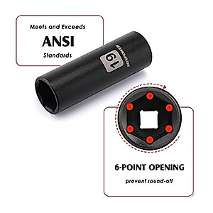 MIXPOWER 1/2-Inch Drive Deep Impact Socket, 19mm, CR-V, Metric, 6 Point, Deep